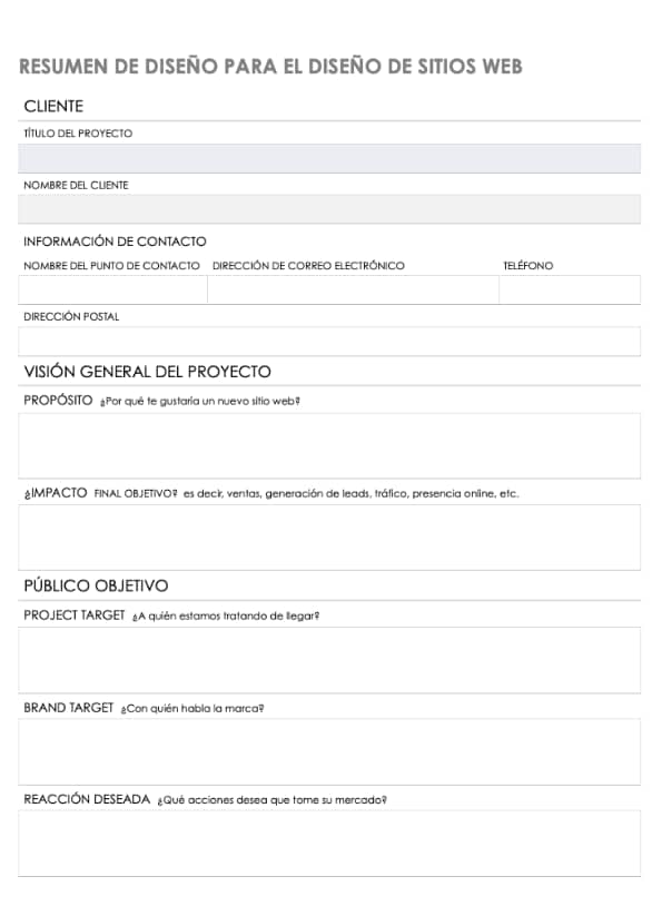 Plantilla de Briefing para diseño web 2025 gratis » TuPlantilla.com